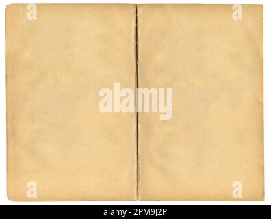 Turn of yellowed pages, old vintage open book isolated on white ...