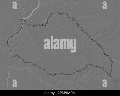 Artigas, department of Uruguay. Bilevel elevation map with lakes and ...