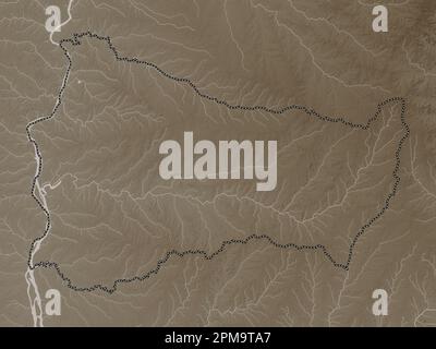 Paysandu, department of Uruguay. Colored elevation map with lakes and ...