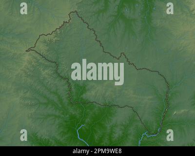 Rivera, department of Uruguay. Colored elevation map with lakes and ...