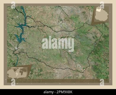 Salto, department of Uruguay. High resolution satellite map. Corner ...