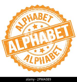 ALPHABET text written on orange round grungy stamp sign Stock Photo - Alamy
