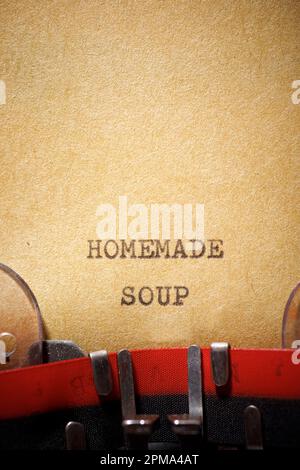 Homemade soup text written with a typewriter Stock Photo - Alamy