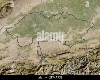 Ferghana, region of Uzbekistan. Low resolution satellite map. Locations ...