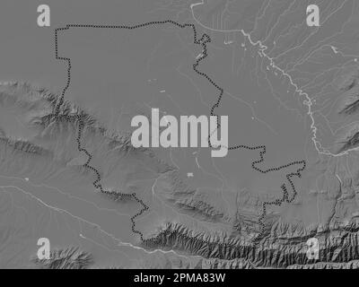 Jizzakh, region of Uzbekistan. Bilevel elevation map with lakes and ...
