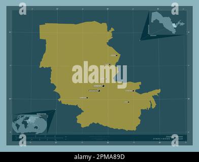 Shape of Jizzakh, region of Uzbekistan, with its capital isolated on ...