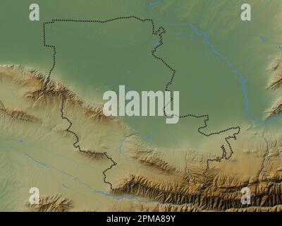 Jizzakh, region of Uzbekistan. Colored elevation map with lakes and ...