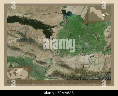 Jizzakh, region of Uzbekistan. High resolution satellite map Stock ...