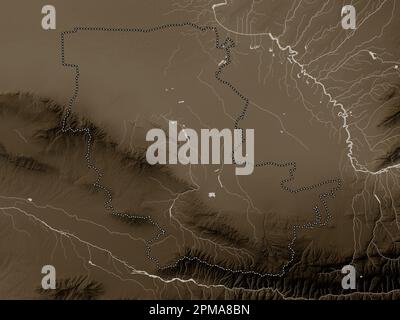 Jizzakh, region of Uzbekistan. Colored elevation map with lakes and ...