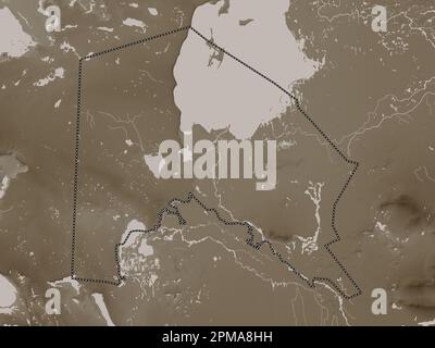 Karakalpakstan, autononous region of Uzbekistan. Colored elevation map ...