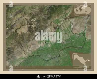 Namangan, region of Uzbekistan. High resolution satellite map ...