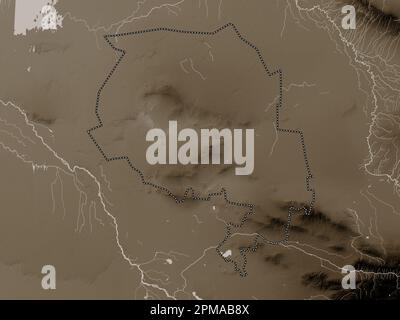 Navoi, region of Uzbekistan. Colored elevation map with lakes and ...