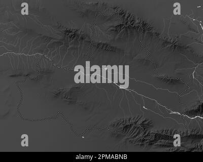 Samarkand, region of Uzbekistan. Elevation map colored in sepia tones ...