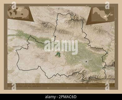 Samarkand, region of Uzbekistan. Low resolution satellite map ...