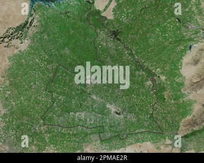 Sirdaryo, region of Uzbekistan. High resolution satellite map. Corner ...