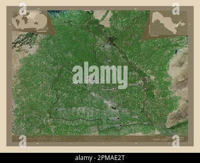 Sirdaryo, region of Uzbekistan. High resolution satellite map Stock ...