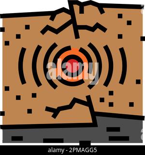 tectonic earthquake disaster color icon vector illustration Stock ...