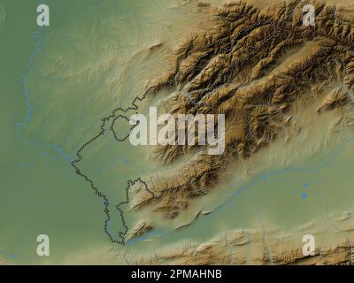 Tashkent, region of Uzbekistan. Elevation map colored in wiki style ...