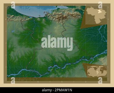 Anzoategui, state of Venezuela. Elevation map colored in wiki style ...