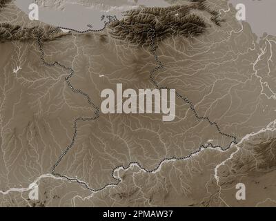 Anzoategui, state of Venezuela. Colored elevation map with lakes and ...