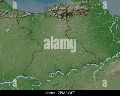Anzoategui, state of Venezuela. Colored elevation map with lakes and ...