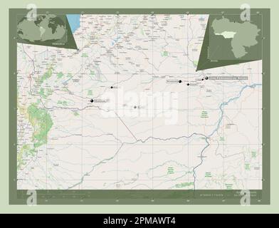 Apure, state of Venezuela. Open Street Map. Corner auxiliary location ...