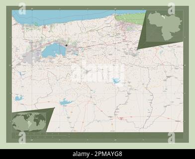 Aragua, state of Venezuela. Open Street Map. Locations and names of ...