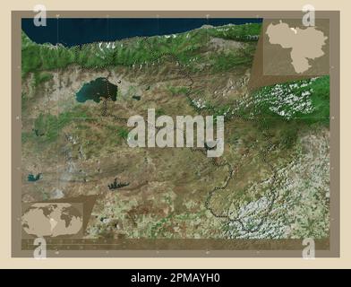 Aragua, state of Venezuela. High resolution satellite map. Locations ...