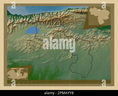 Aragua, state of Venezuela. Elevation map colored in wiki style with ...