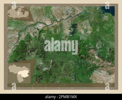 Bolivar, state of Venezuela. High resolution satellite map. Locations ...
