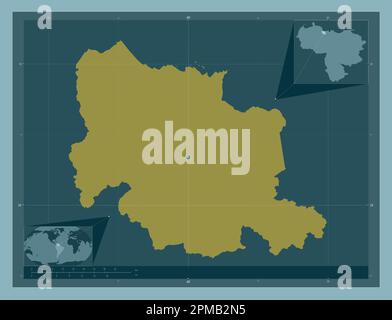 Shape of Carabobo, state of Venezuela, and its capital. Distance scale ...