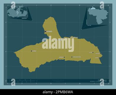 Shape of Falcón, state of Venezuela, with its capital isolated on white ...