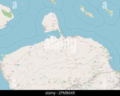 Falcon, state of Venezuela. Open Street Map. Locations and names of ...