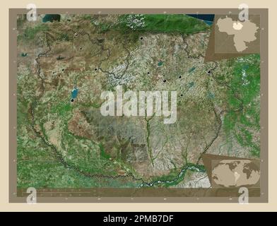 Guarico, state of Venezuela. High resolution satellite map. Corner ...