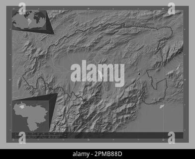 Lara, state of Venezuela. Bilevel elevation map with lakes and rivers ...