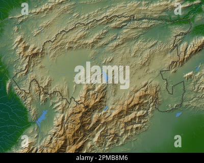 Lara, state of Venezuela. Colored elevation map with lakes and rivers ...
