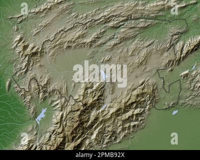 Lara, state of Venezuela. Colored elevation map with lakes and rivers ...