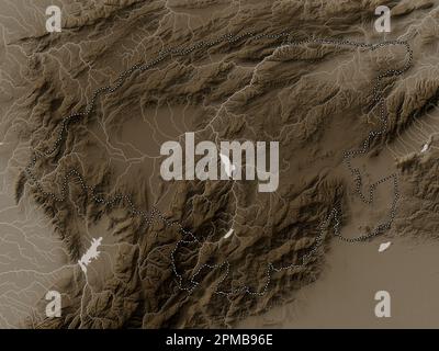 Lara, state of Venezuela. Colored elevation map with lakes and rivers ...