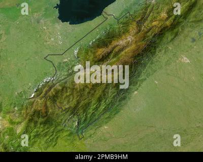 Merida, state of Venezuela. Low resolution satellite map. Locations of ...