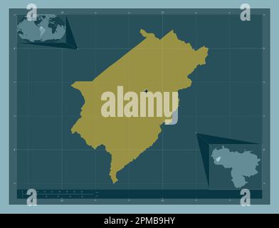 Merida, state of Venezuela. Solid color shape. Locations of major ...