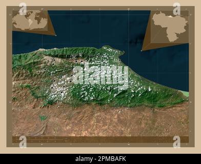 Miranda, state of Venezuela. Low resolution satellite map. Locations ...