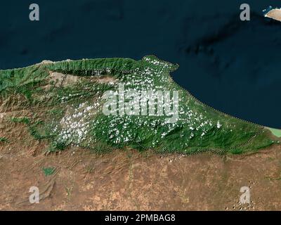 Miranda, state of Venezuela. Low resolution satellite map. Locations ...