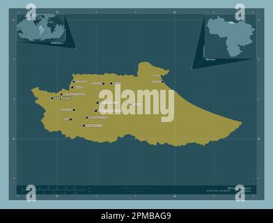 Shape of Miranda, state of Venezuela, with its capital isolated on ...