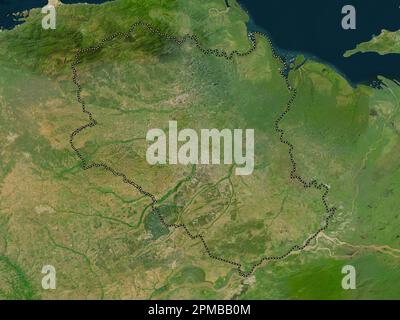Monagas, state of Venezuela. Low resolution satellite map. Corner ...