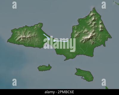 Nueva Esparta, state of Venezuela. Colored elevation map with lakes and ...