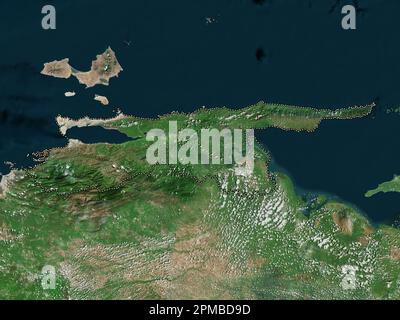 Sucre, state of Venezuela. High resolution satellite map. Locations of ...