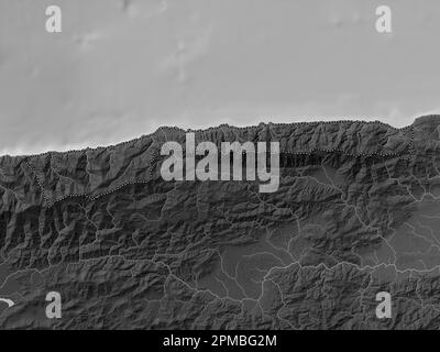 Vargas, state of Venezuela. Grayscale elevation map with lakes and ...