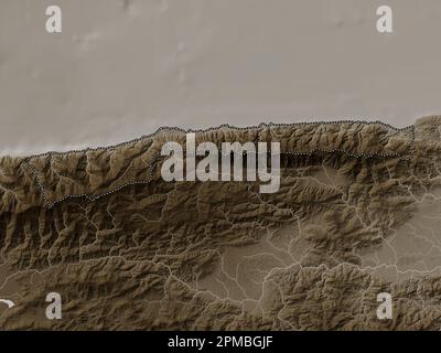 Vargas, state of Venezuela. Colored elevation map with lakes and rivers ...
