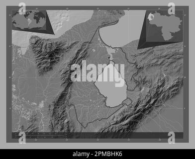 Zulia, state of Venezuela. Bilevel elevation map with lakes and rivers ...