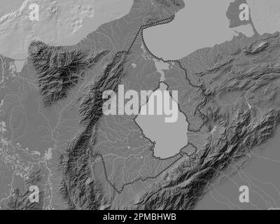 Zulia, state of Venezuela. Bilevel elevation map with lakes and rivers ...